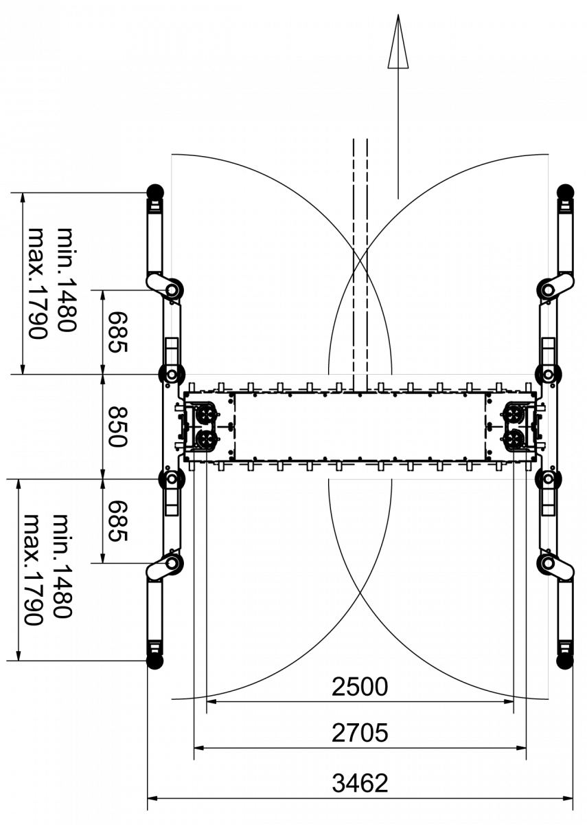 Consul 2-ram inground Double tiltabe swivel arm chassis 5.500 kg - CO